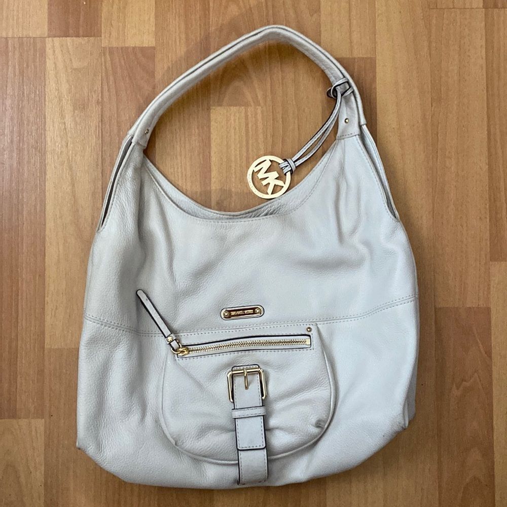 Michael Kors Ivory Leather Hobo Shoulder Tote Bag Pur… - Gem